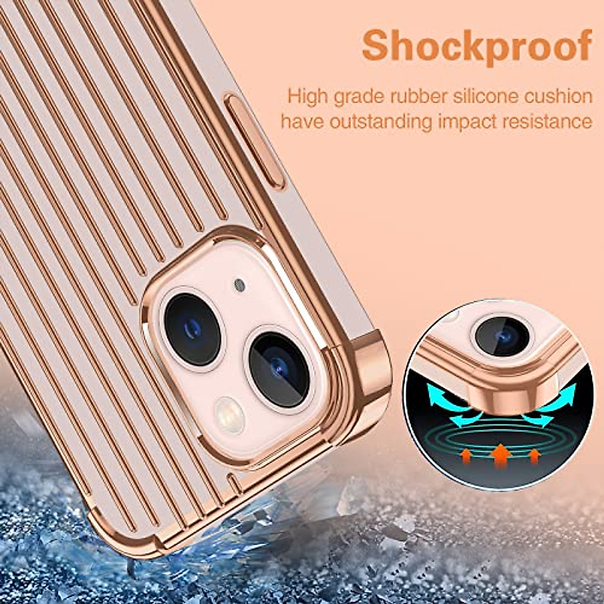 PTUONIU Kickstand Case Compatible with iPhone 13 Case, [2 Ways Stand] Slim Soft Anti-Scratch Full-Body Shockproof Protective Case for iPhone 13 Phone Case - Rose Gold