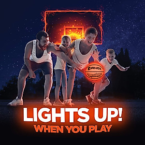 AND1 Nitegame LED Light Up Basketball - Impact Activated Glow in The Dark Basketball - Regulation Size 7 (29.5 inches), for Outdoor or Indoor Basketball, Sold Deflated, Comes in Black or Orange