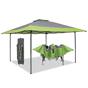 PHI VILLA Easy Set-up 13x13 Pop Up Canopy Gazebo Outdoor Tent Portable 169 sq.ft Sun Shade, Green