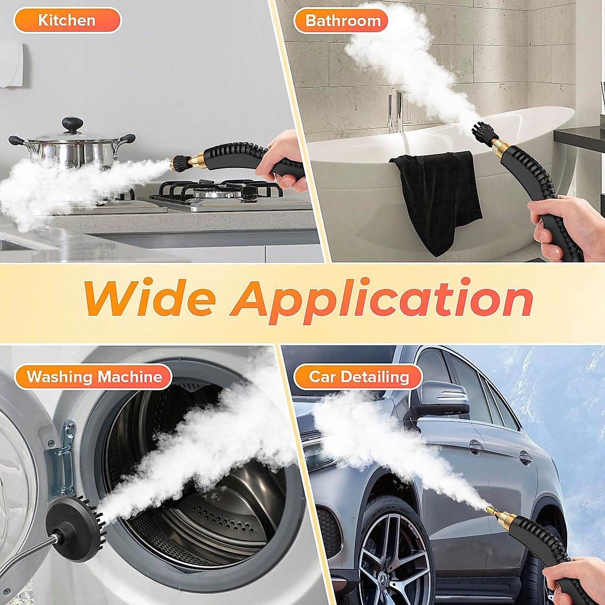 AUXCO 2500W Steam Cleaner, High Pressure Steamer for Cleaning, Portable Handheld Steam Cleaners for Home Use, Steamer for Car Detailing, Steam Cleaner for Upholstery, Kitchen, Bathroom, Grout and Tile