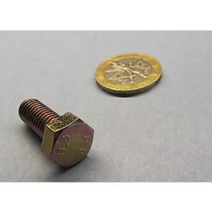 Class 8.8 Yellow Zinc Steel Bolts FT M8 x 1.25 mm x 20 mm Long 10 pcs