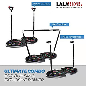 Ultimate Push Up Board, Portable at Home Gym, Strength Training Equipment for Men, Home Workout Equipment with 15 Gym Accessories, Foldable Pushup Bar with Resistance Band, Pilates Bar, Jump Rope (Black)