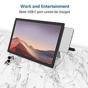 Surface Pro 7 Hub Docking Station with 4K HDMI Adapter+100M Ethernet LAN+ USB C Audio & Data Transfer Port + USB Port* 2+SD Card Reader Converter Combo Adaptor for Microsoft Surface Pro 7