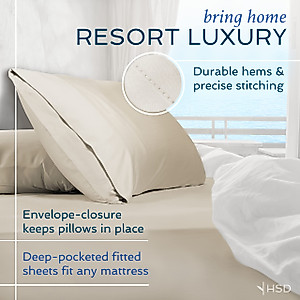 Hotel Sheets Direct 100% Bamboo Sheets - Queen Size Sheet and Pillowcase Set - Cooling, 4-Piece Bedding Sets - White