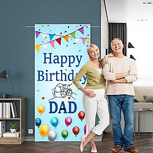 Labakita Blue Happy Birthday Dad Door Banner, Men's Birthday Decorations, Father Birthday Party Banner, Happy Birthday Banner for Men