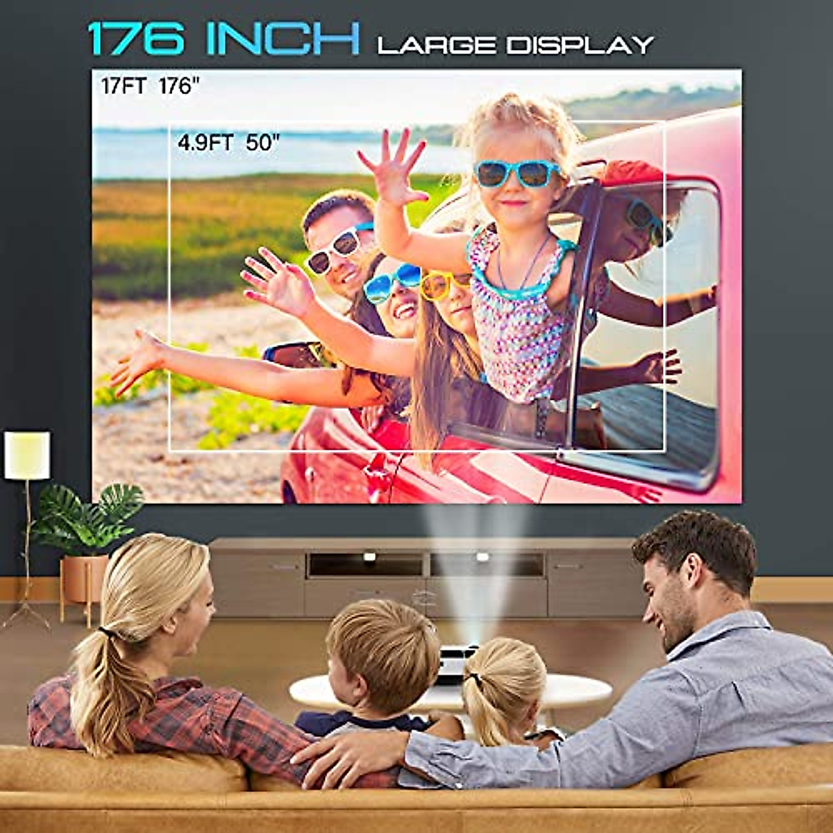 Video Projector, ARMAX Movie projector with Full HD 1080P & 170'' Display Supported,Protable Projector for Outdoor & Indoor with 40000 hrs LED Lamp Life,Compatible with TV Stick,HDMI,VGA,USB