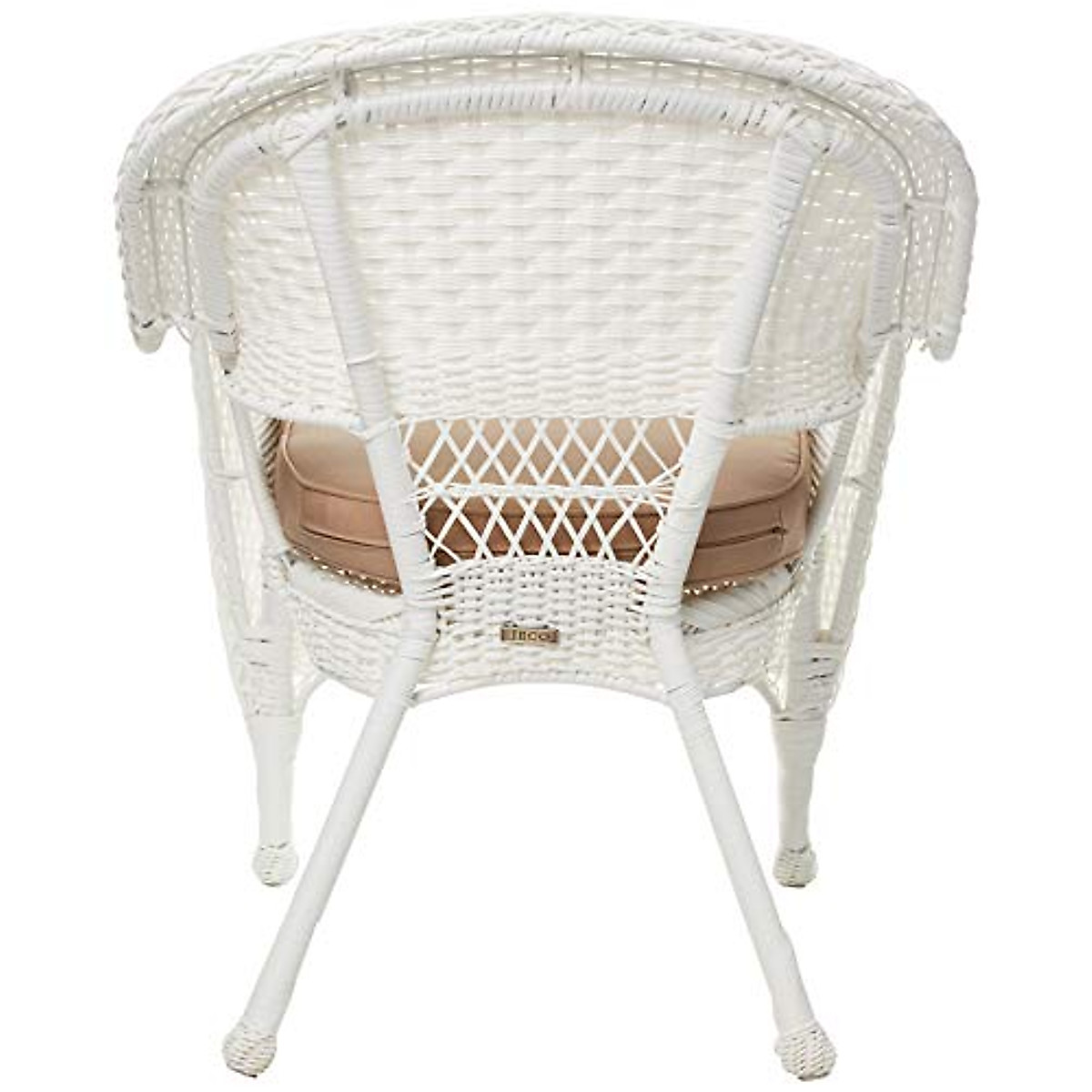 Jeco Wicker Chair with Tan Cushion, Set of 2, White/W00206-