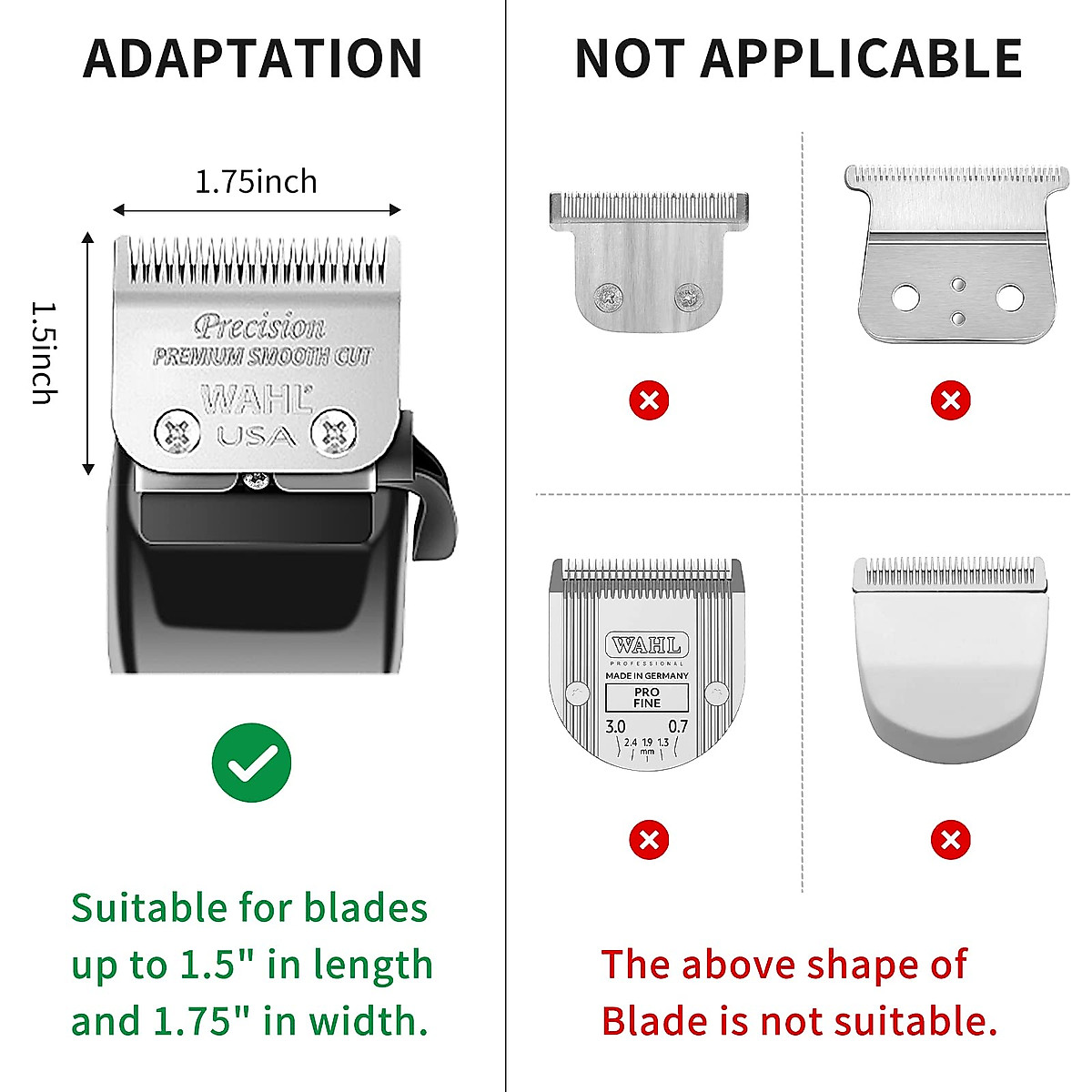 Yinke Clipper Guards Premium Cutting Guides for Wahl with Metal Clip #3171-500 - 1/8” to 1”- Fits Most Full Size Wahl Clippers (Blue)