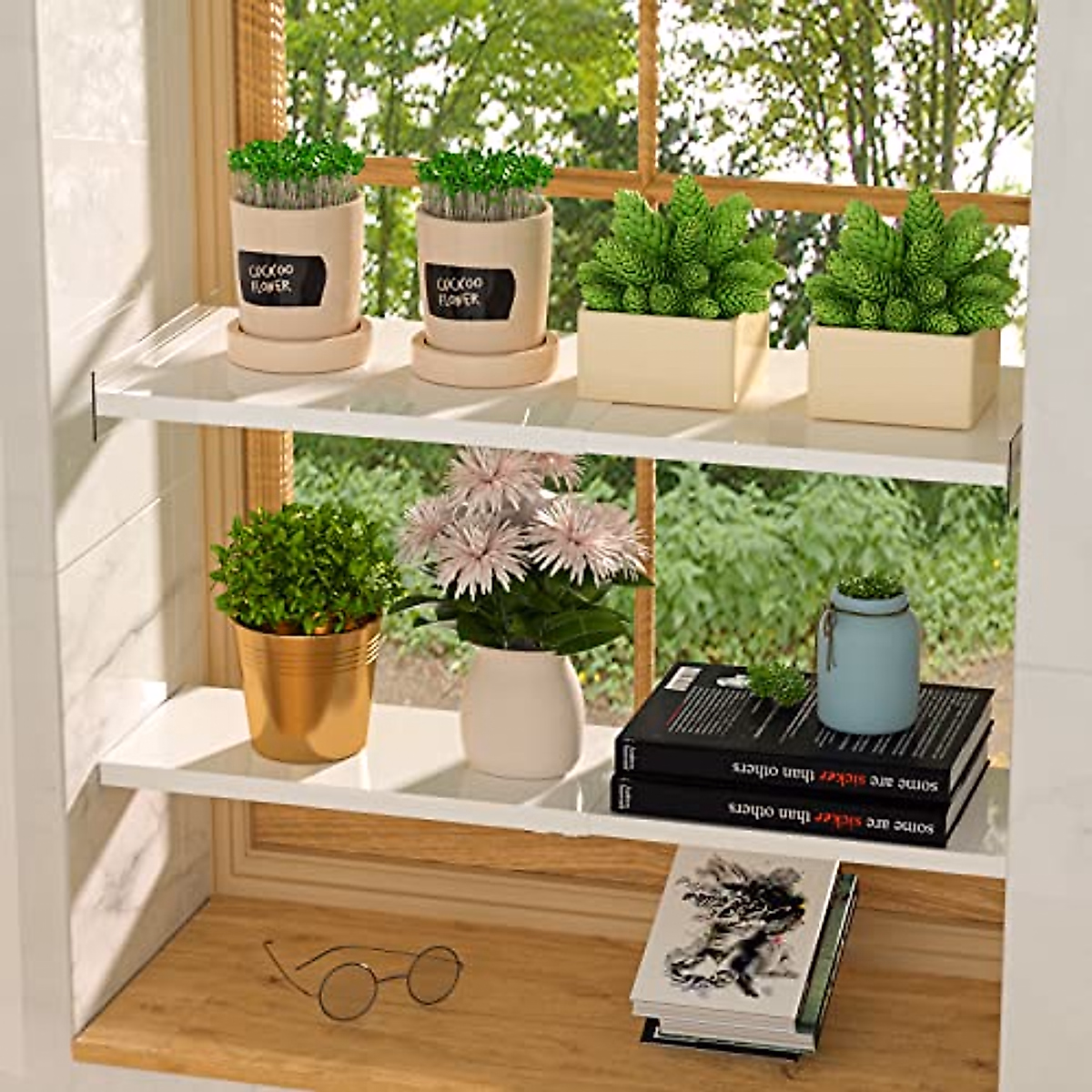 GNEOUS Greal Adjustable Closet Shelves Heavy Duty Wardrobe Organizer Expandable Storage Shelves Rack Closet Dividers Separators for Kitchen Bathroom Bedroom Garage, 19.67" Width Max