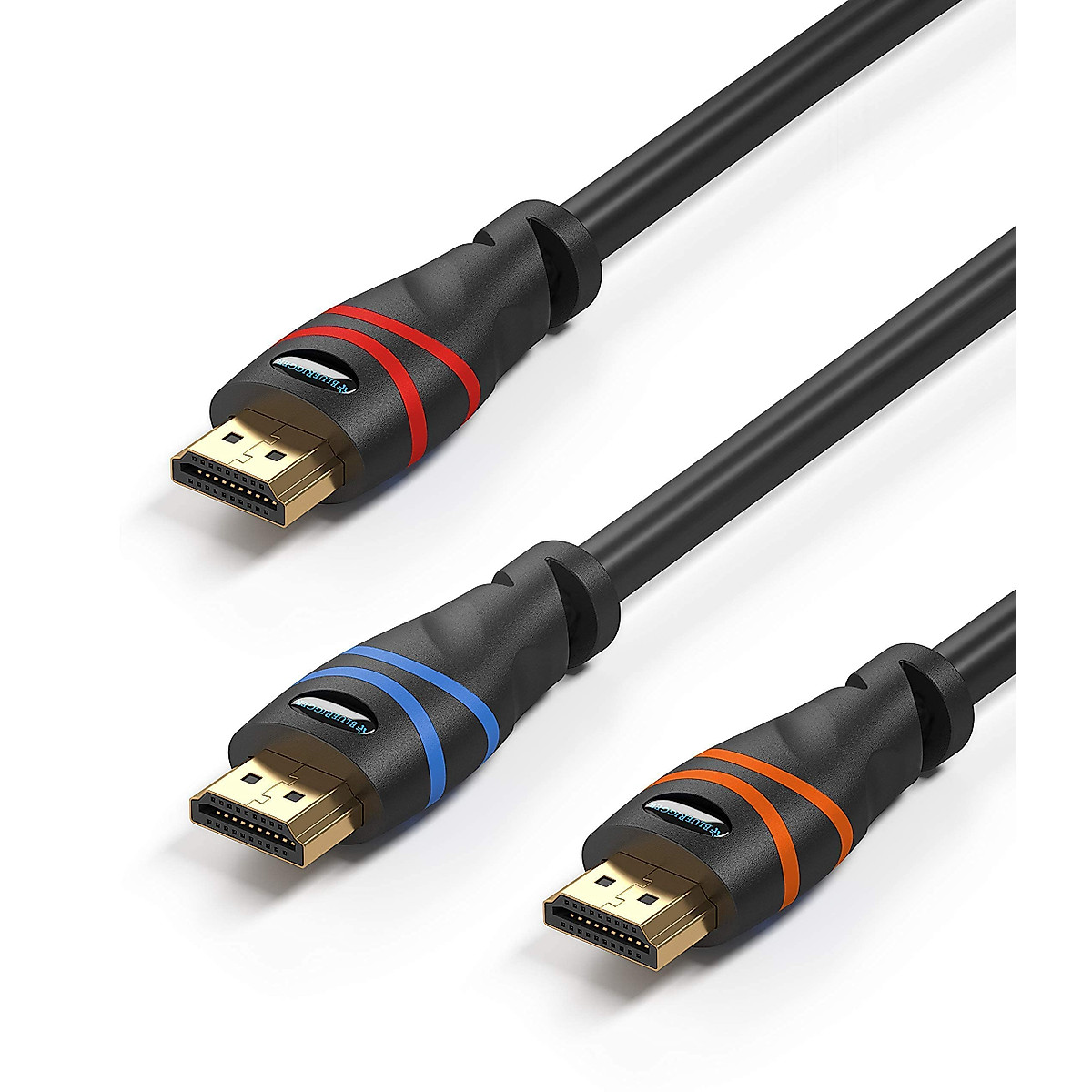 Kinivo 350BN 4K HDMI Switch with BlueRigger 4K HDMI Cable - 6.6FT, 3 Pack (4K 60Hz, HDR, HDMI 2.0, 3 Port Switch, Auto-Switching)