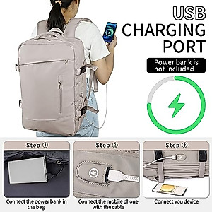 QOECI Waterproof Travel Backpack for Women Men, 44L Carry On Backpack with USB Charging Port, 17.3" Laptop Backpack, Personal Item Bag for Airlines Approved, Business Backpack Casual Daypack 1680D