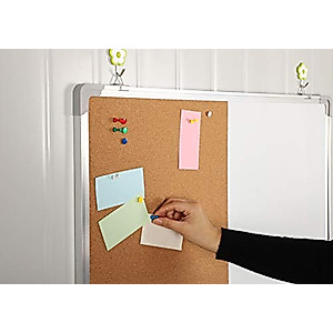 Combination Whiteboard Bulletin Board Set - Dry Erase/Cork Board 30 x 20" with 1 Magnetic Dry Eraser, 4 Markers, 4 Magnets and 10 Pins - Big Combo Tack White Board for Home Office Cubicle Desk