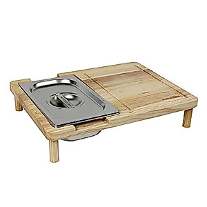 RAZOR Multipurpose Griddle Cutting Board with Covered Food Storage, Brown, 08811RZ