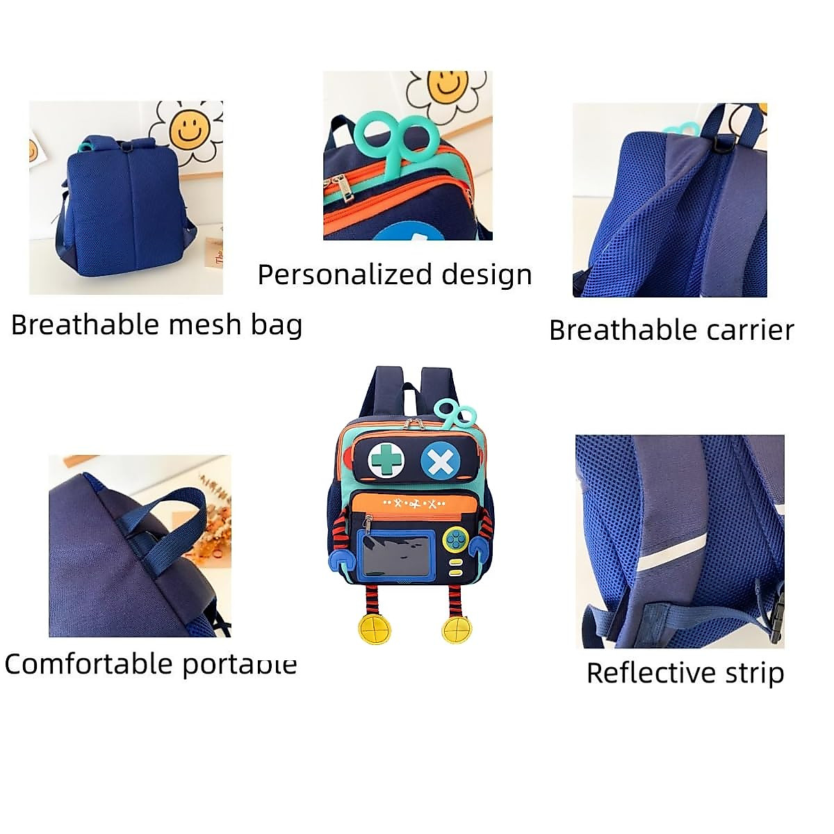MAOYUAN BEAR Cute Robot Toddler Preschool Backpack, Schoolbag for boys，Suitable for kindergarten children (green)