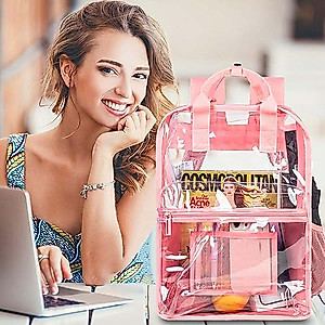 ZLYERT Clear Backpack, Heavy Duty Transparent Bookbag, Large See Through PVC Backpacks for Women and Men - (Pink)