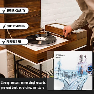 Siveit Record Sleeves for Vinyl Record-50 Clear Plastic Protective Vinyl Record Outer Sleeves 3 Mil No-Acid -12.75" x 12.5" Record Sleeves Outer for 12" Single and Double LP Album Covers
