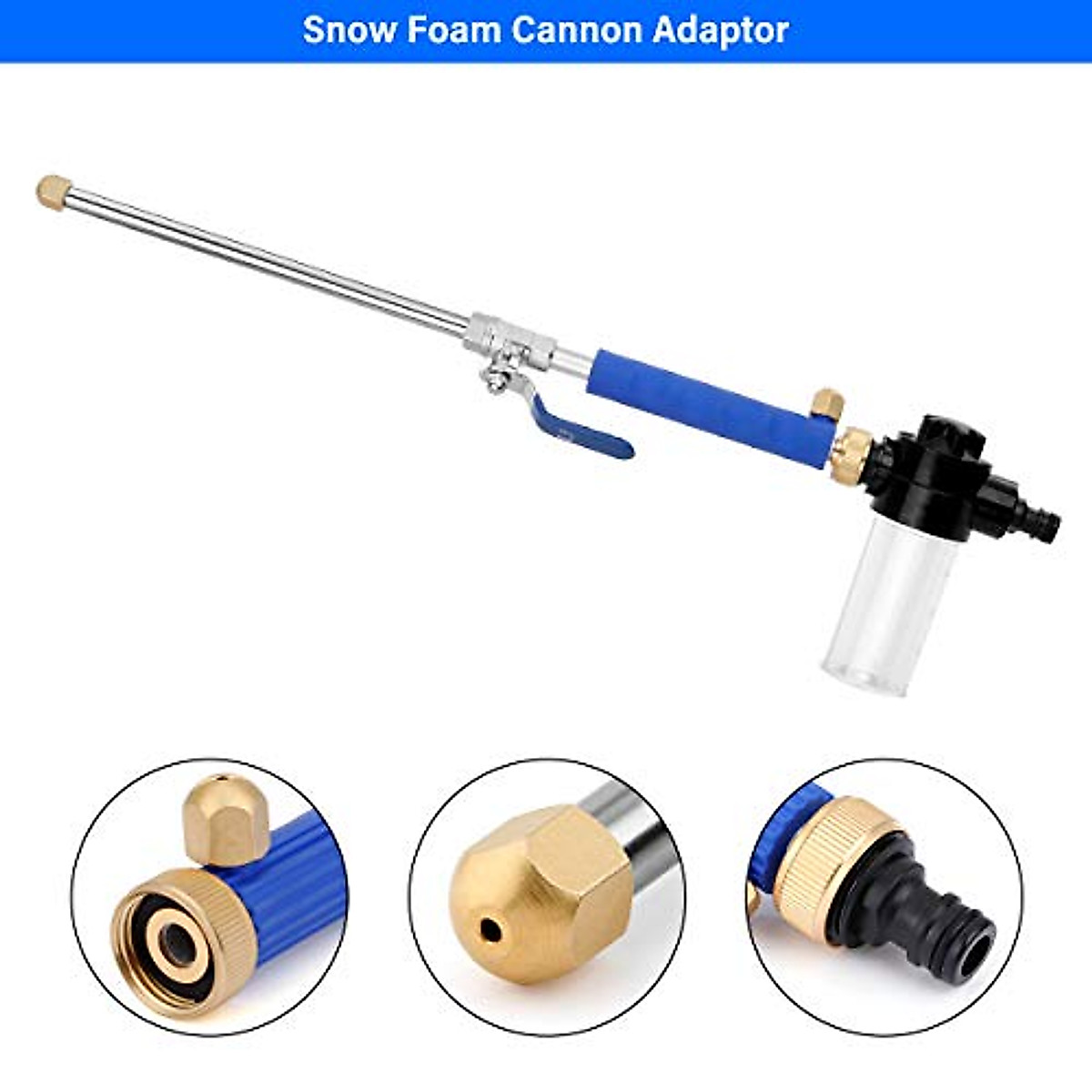 Hydro Jet High Pressure Power Washer Gun, Pressure Power Hose Nozzle Washer Wand Nozzle Glass Window Cleaning Sprayer for Car Home Garden Washing, Wash Mitt and Soap Dispenser