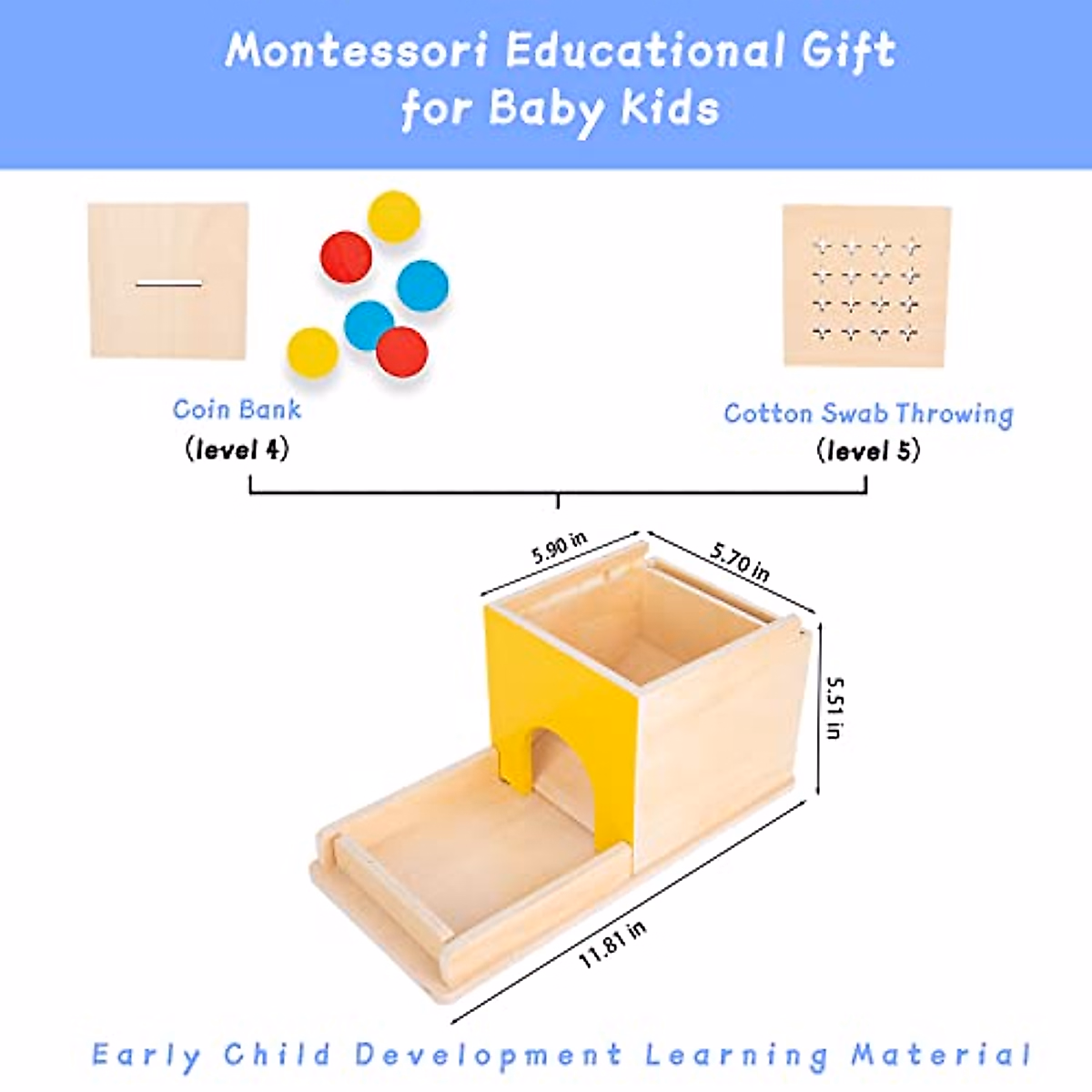 Adena Montessori 5 in 1 Object Permanence Box Toddler Play Kit Toys for 1 Year Old Babies 6-12 Months 2 Year Old