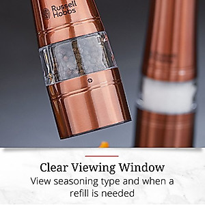 Russell Hobbs RHPK4100CPR Electric Salt & Pepper Mills, Copper, Set of 2 Grinders