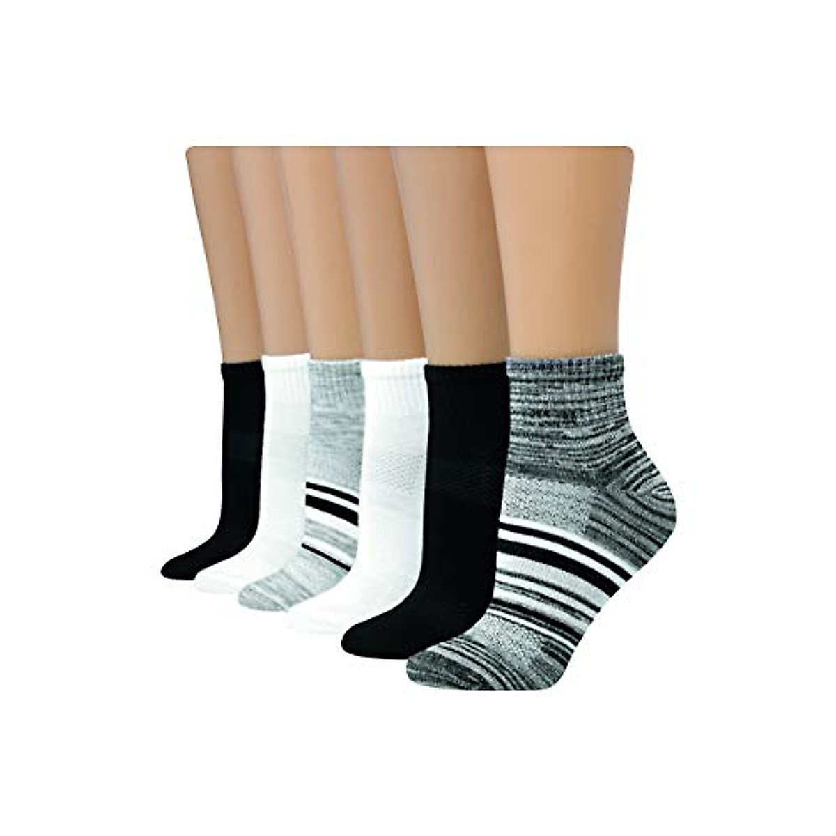Hanes womens Hanes Women's 6-pair Lightweight Breathable Ventilation Ankle fashion liner socks, Black/Grey, 5 9 US