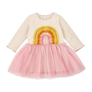 Mud Pie baby girls Mud Pie Rainbow Mesh Dress, Rainbow, 12-18 Months