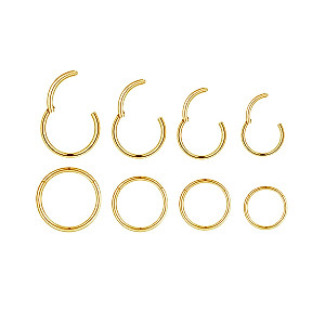 4Pairs 18G Surgical Steel Hinged Clicker Segment Nose Rings Hoop Helix Cartilage Daith Tragus Sleeper Earrings Body Piercing for Women Men (18G - Gold - (6mm-12mm) - 4Pairs)