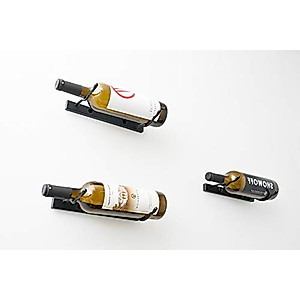 VintageView W Series Single: 1-Bottle Metal Wall Mounted Wine Rack (Satin Black, Left) Stylish Modern Wine Storage with Label Forward Design
