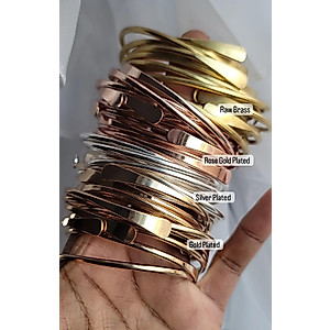 Bead It Wear It Love It 2 Raw Brass Cuff Bracelets Set, African Brass Bangles For Women, Hammered Ends Stacking Bracelets, Boho Tribal Cultural Jewelry (Set Of 2)