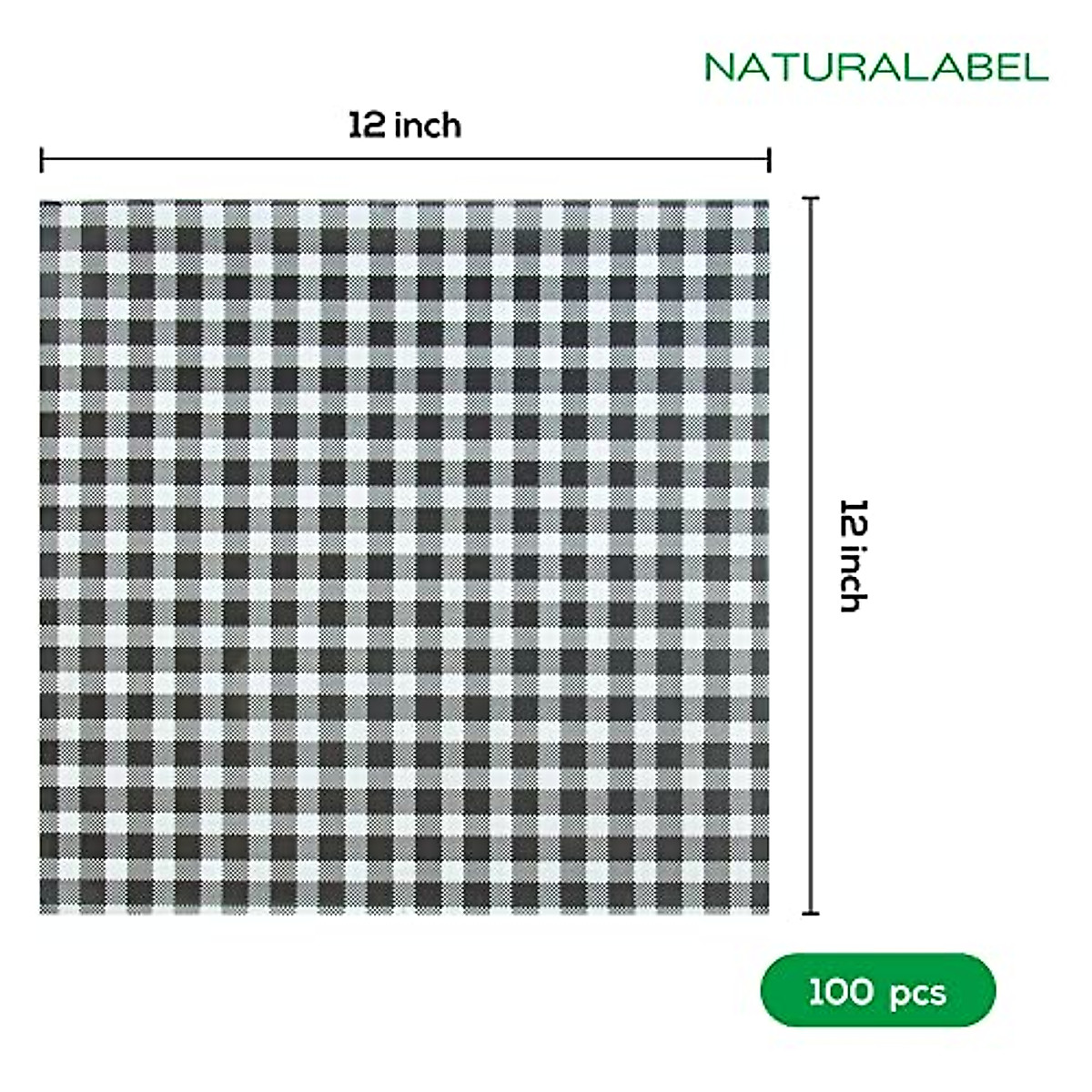 100 Pcs Wax Paper Sheets,12" x 12" Black and White Checkered Dry Waxed Deli Paper Sheets, Greaseproof Food Wrapping Paper Basket Liner, Sandwich Paper Wraps for BBQ, Picnic, Festival, Party, Fast Food