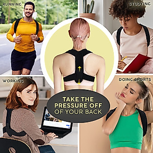 Neck Stretcher & Posture Corrector for Women and Men, FSA HSA Eligible, Cervical Traction for Spine Alignment, Adjustable Upper Back Brace & Elastic Support for Shoulder Back Pain Relief (Dark Blue)