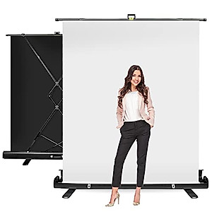 Julius Studio (Pull-up Type) 5 x 6.2 ft. / 60 x 75 inch White Screen, Collapsible Pure White Background, Pull Up Roll Down Auto Locking, No Wrinkle, Portable Handle Grip, Easy Install & Fold, JSAG665