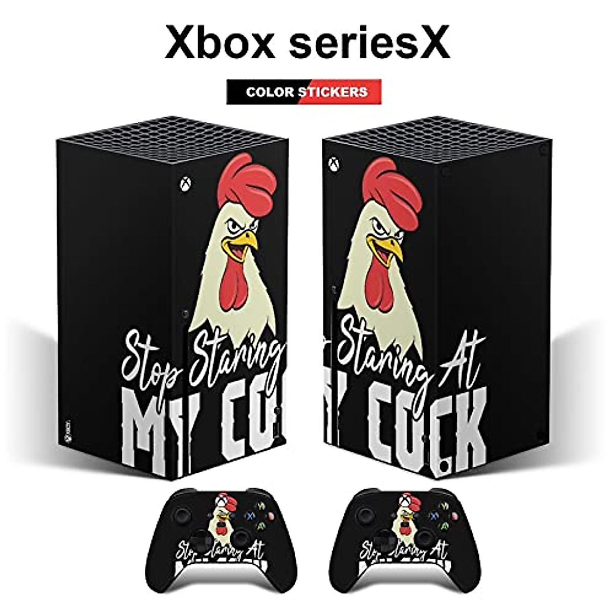 Xbox series X console and controller skins Chicken Rooster Stop Staring At My Cock Vinyl skin decal sticker cover packaging(Xbox seriesX)