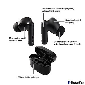 Panasonic ErgoFit True Wireless Earbuds, in Ear Headphones with XBS Powerful Bass, Bluetooth 5.3, Charging Case – RZ-B110W