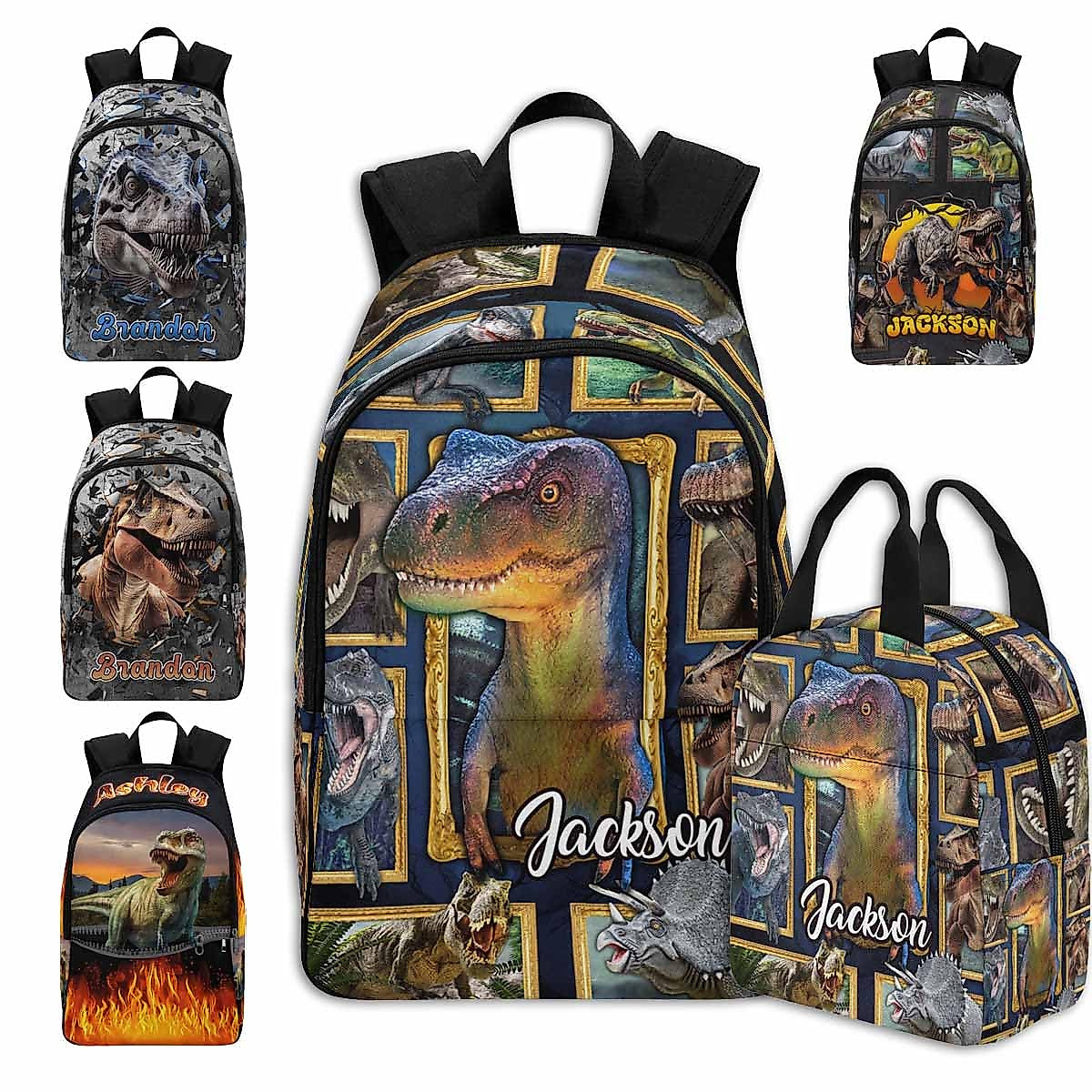 MyPhotoPrint Customized Bag Dinosaur Waterproof Bookbag Shoulder Backpack Travel Size