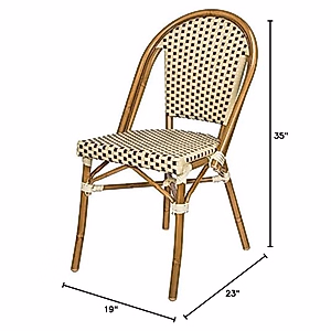Source Furniture Paris Resin Wicker Patio Dining Side Chair in Cream & Chocolate