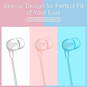 HoneyAKE Wired Earbuds Headphones with Microphone 3 Pack, in-Ear Headphones, 3.5mm Jack Noise Isolating Wired Earbuds Heavy Bass Stereo Volume Control for Android, iPhone, Samsung, Computer, iPad,MP3