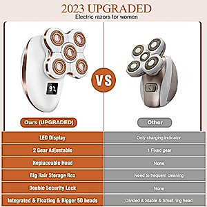 Electric Shaver for Women, 2-in-1 Cordless Electric Razor for Women Shaver Hair Remover for Legs, Face, Lips Hairs, Rechargeable Waterproof Bikini Trimmer Wet and Dry Facial Hair Removal for Women