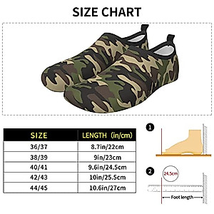 Green Brown Camo Camouflage Print Water Shoes for Womens Mens Non-Slip Barefoot Shoes Quick-Dry Beach Swim Shoes