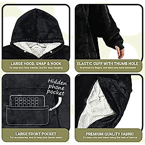 Wearable Blanket Hoodie Sweatshirts for Women Men and Teens, Oversized Hoodie Blanket with Sherpa Lining Comfy Hoodie Blanket with Pocket and Hood Cool Gifts for Women & Men (Grey)