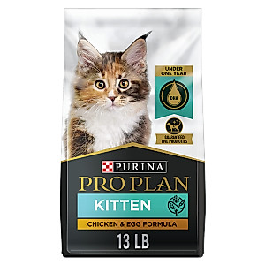 Purina Pro Plan Grain Free, High Protein, Natural Dry Kitten Food, Chicken & Egg Formula - 13 lb. Bag