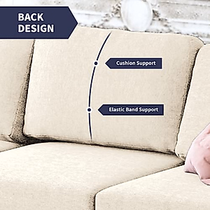 ZAFLY Convertible Sectional Sofa Couch with Movable Storage Ottoman, Linen 4 Seat L Shape Couch with Reversible Chaise, Living Room Sets for Office, Apartment (Beige)