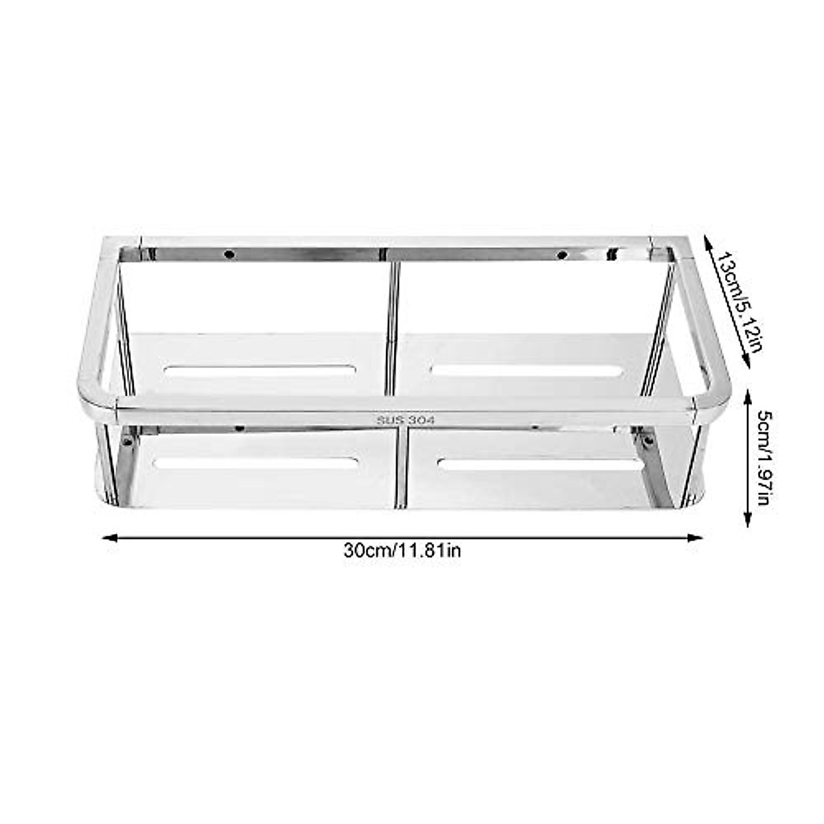 Yosoo Bathroom Wall Mounted Shelf,304 Stainless Steel Wall Mounted Shampoo Storage Basket Holder Organizer Bathroom Kitchen, 30 x 13 x 5 cm