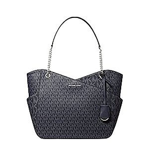 Michael Kors Jet Set Travel Large Chain Shoulder Tote Black MK Signature