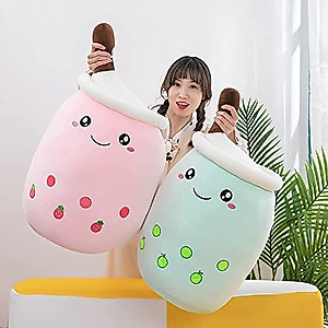 KEDE Cartoon Bubble Tea Plush Pillow,Plush Boba Tea Cup Toy Figurine Toy,Multiple Sizes Cute Bubble Tea Cup Shaped Pillow (C-2,9.4'')