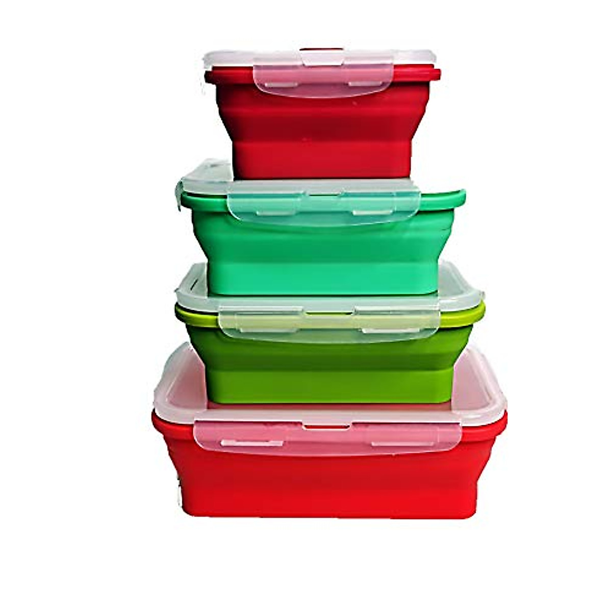ALANIO G&G Silicone Food Storage Containers Collapsible Lunch Box Set of 4 Rectangle Microwave Foldable, BPA Free, Reusable Leak Proof, Dishwasher and Freezer Safe - Cluttered free cabinet!