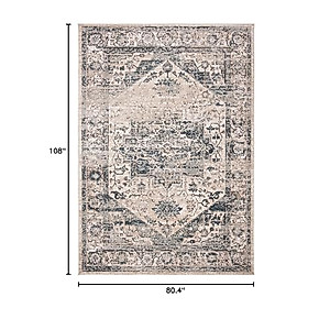 MARTHA STEWART x SAFAVIEH 6'7" x 9' Ivory/Blue MSR868A Oriental Non-Shedding Area Rug