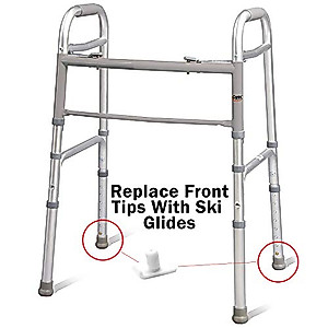 Carex Walker Glides - Universal Walker Skis Glides - Skis for Walkers, Fits Most Walkers, Includes 1 Pair (2 Glides), 1 1/8 Inch