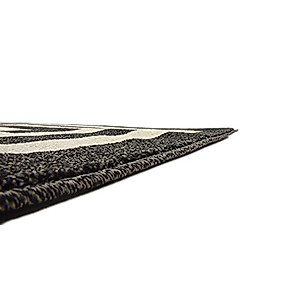 Unique Loom Athens Collection Classic Geometric Modern Border Design Area Rug, 7 ft x 10 ft, Black/Beige