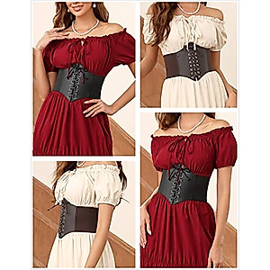 KOJOOIN Women's Corset Waist Belt Leather Underbust Corset Belt for Dresses White 2XL