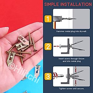 Hilitchi 200Pcs Self Drilling Drywall Anchors with Screws Easy Application No Drill or Holes in Wall, 66 Lbs, 12 x 30mm-100Pcs Anchors and 100Pcs Screws (Metal Anchors)